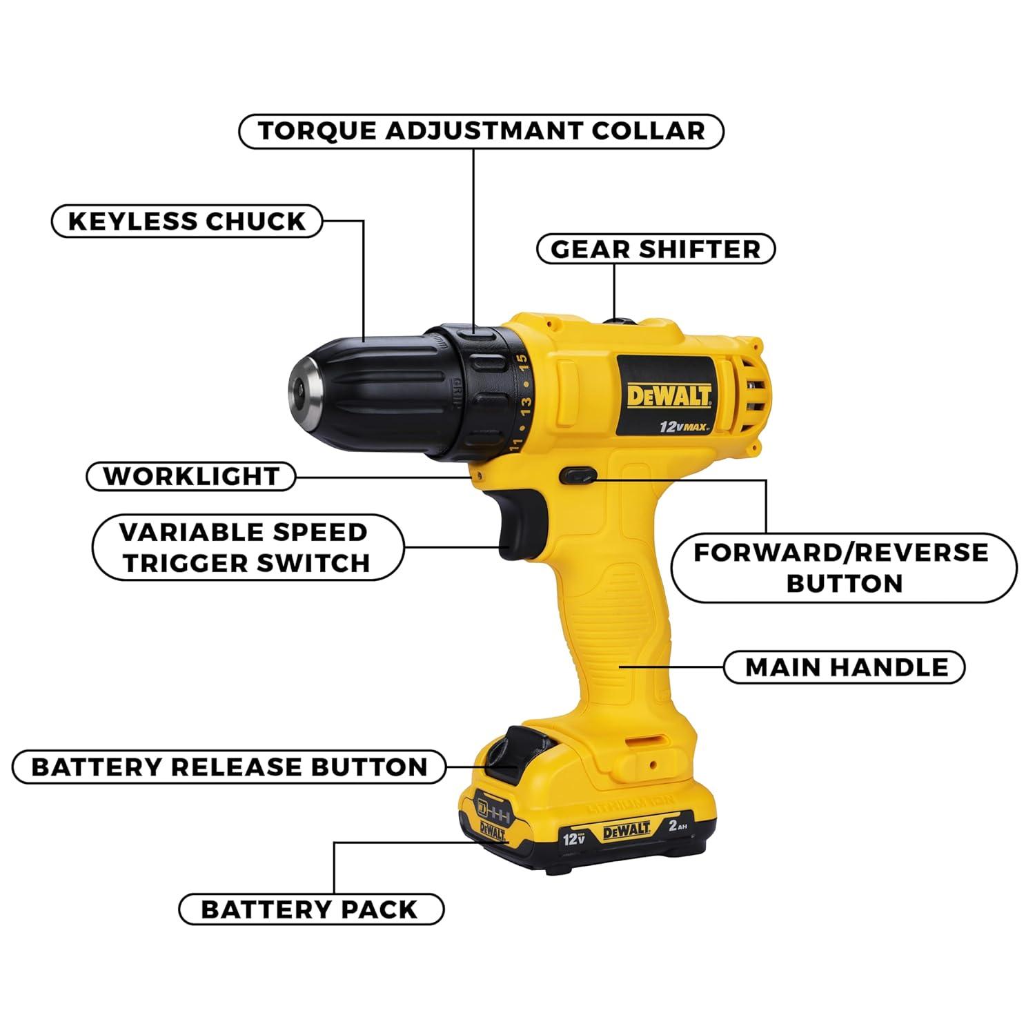 DEWALT 12V 2.0AH COMPACT DRILL DRIVER DCD700D2