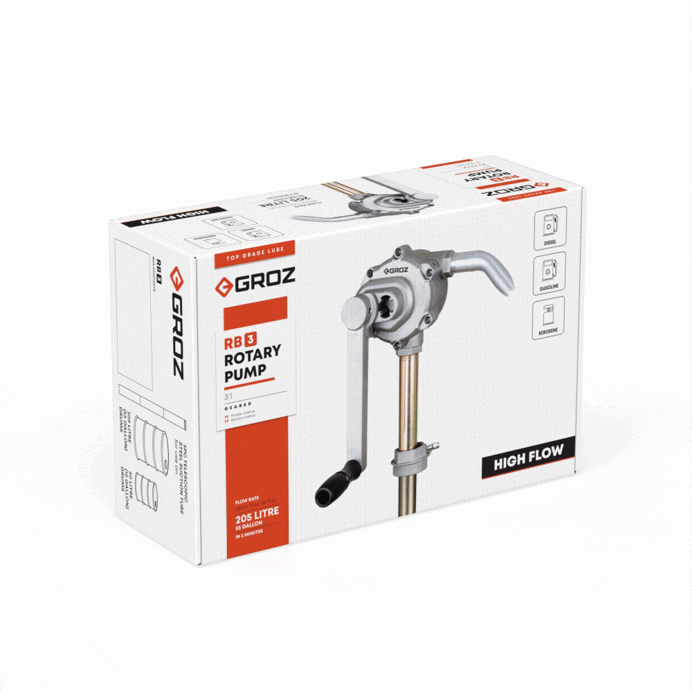 Groz RB/3H 3:1 Rotary Booster Pump – 205 LPM for Diesel, Petrol & Kerosene