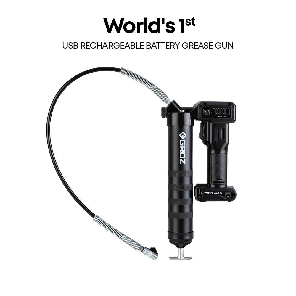 Groz Rechargeable Grease Gun with 3 Times More Power RGG/12L