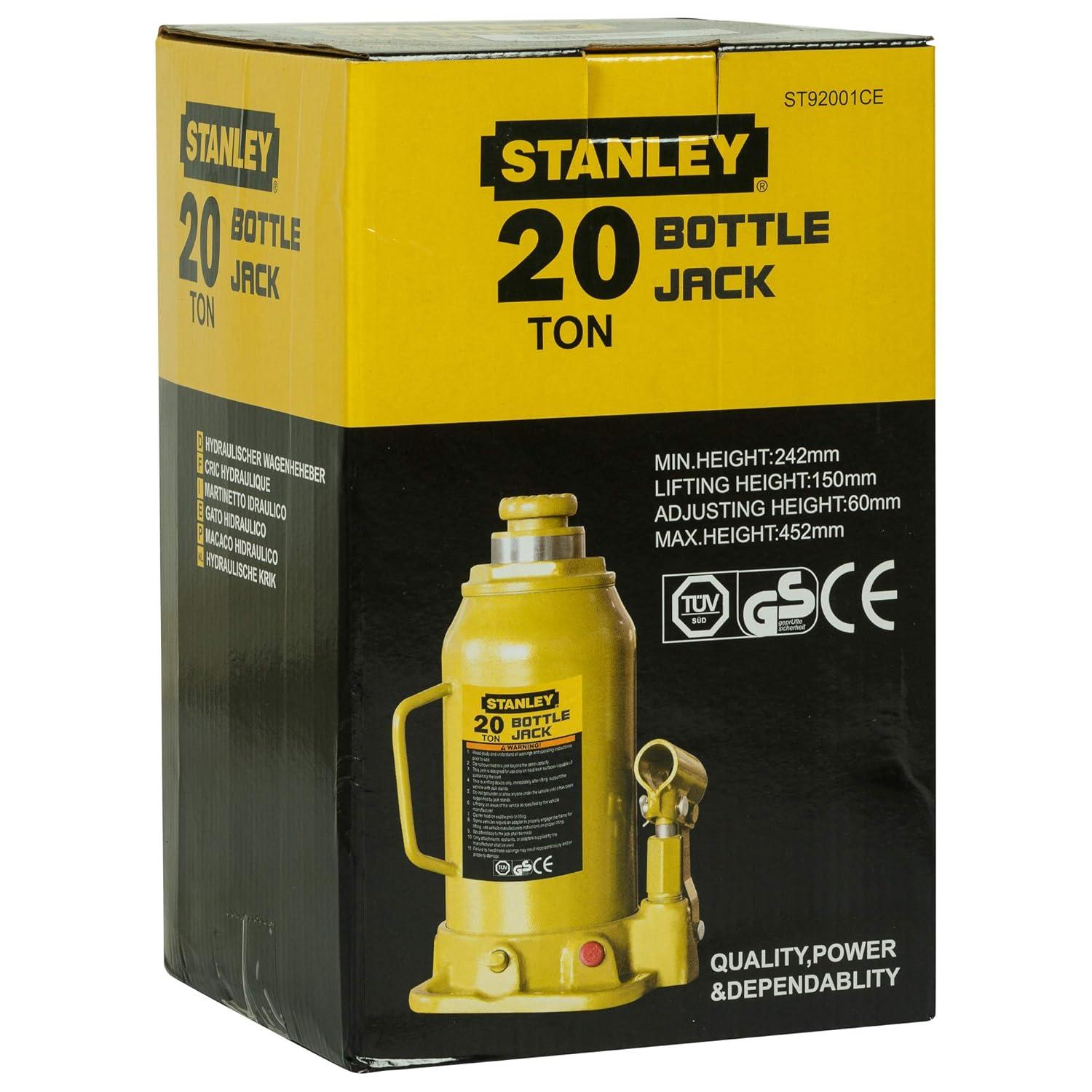 STANLEY Hydraulic Bottle Jack-20 Ton Lifting Capacity (ST92001CE)