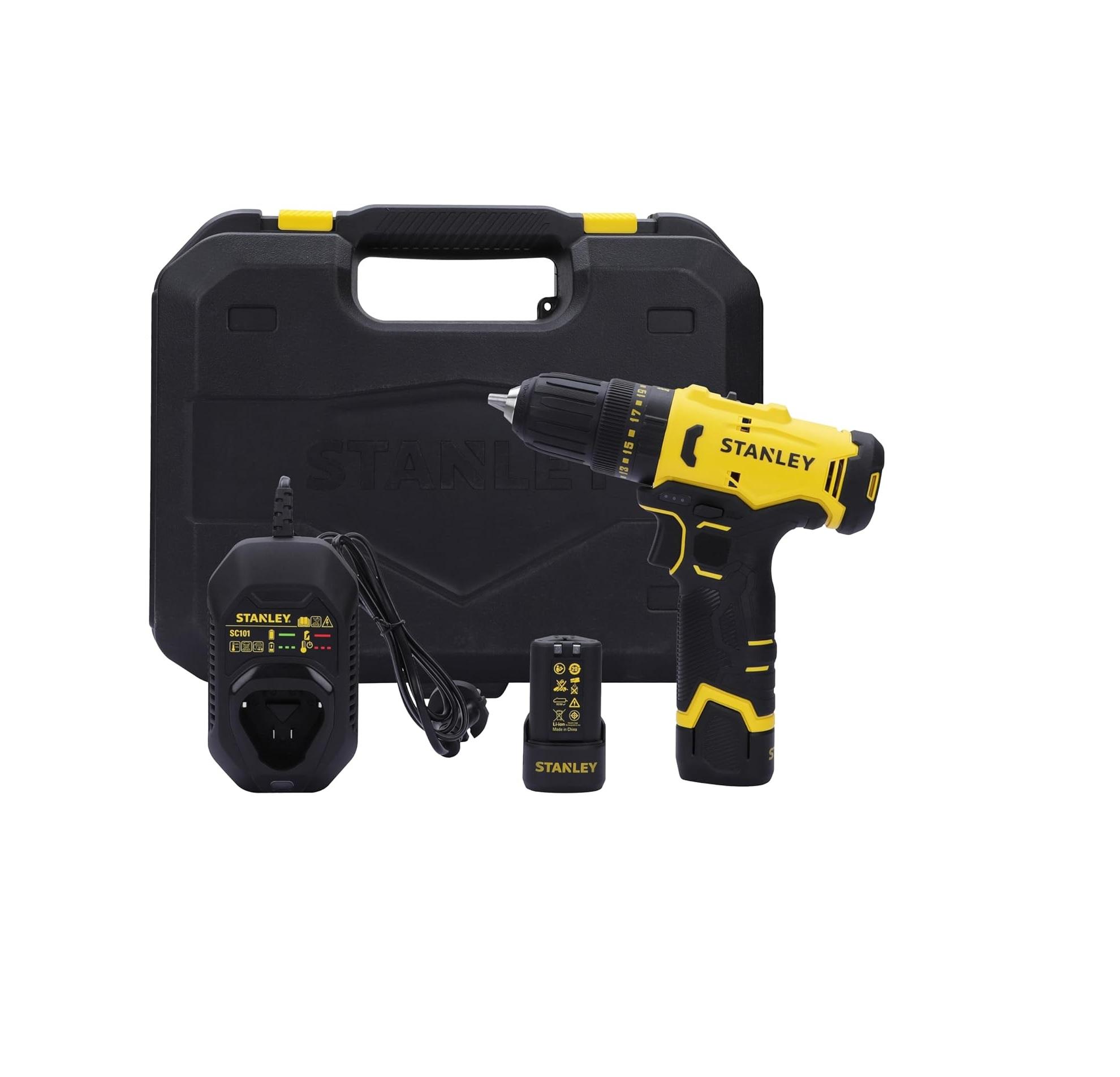 Stanley SCH10D2K-IN 12V Cordless Hammer Drill Driver 30Nm with 2 ...