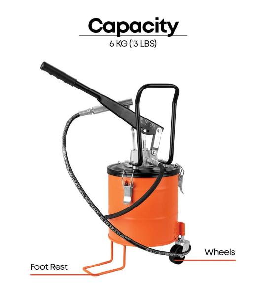 Groz V Series 6 Kg Grease Pump Bucket With Wheel (VGP/6)