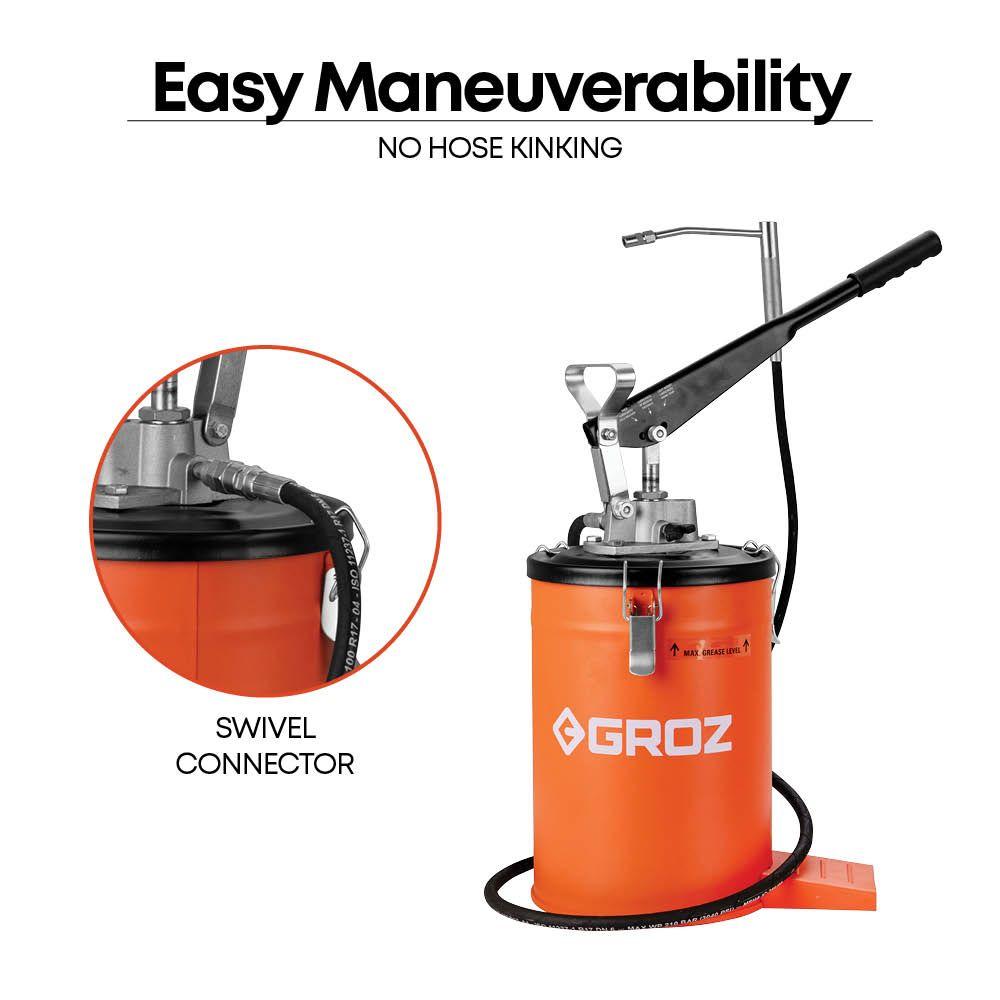 GROZ 10kg Grease Pump Bucket without Wheel - Heavy-Duty Lubrication Tool